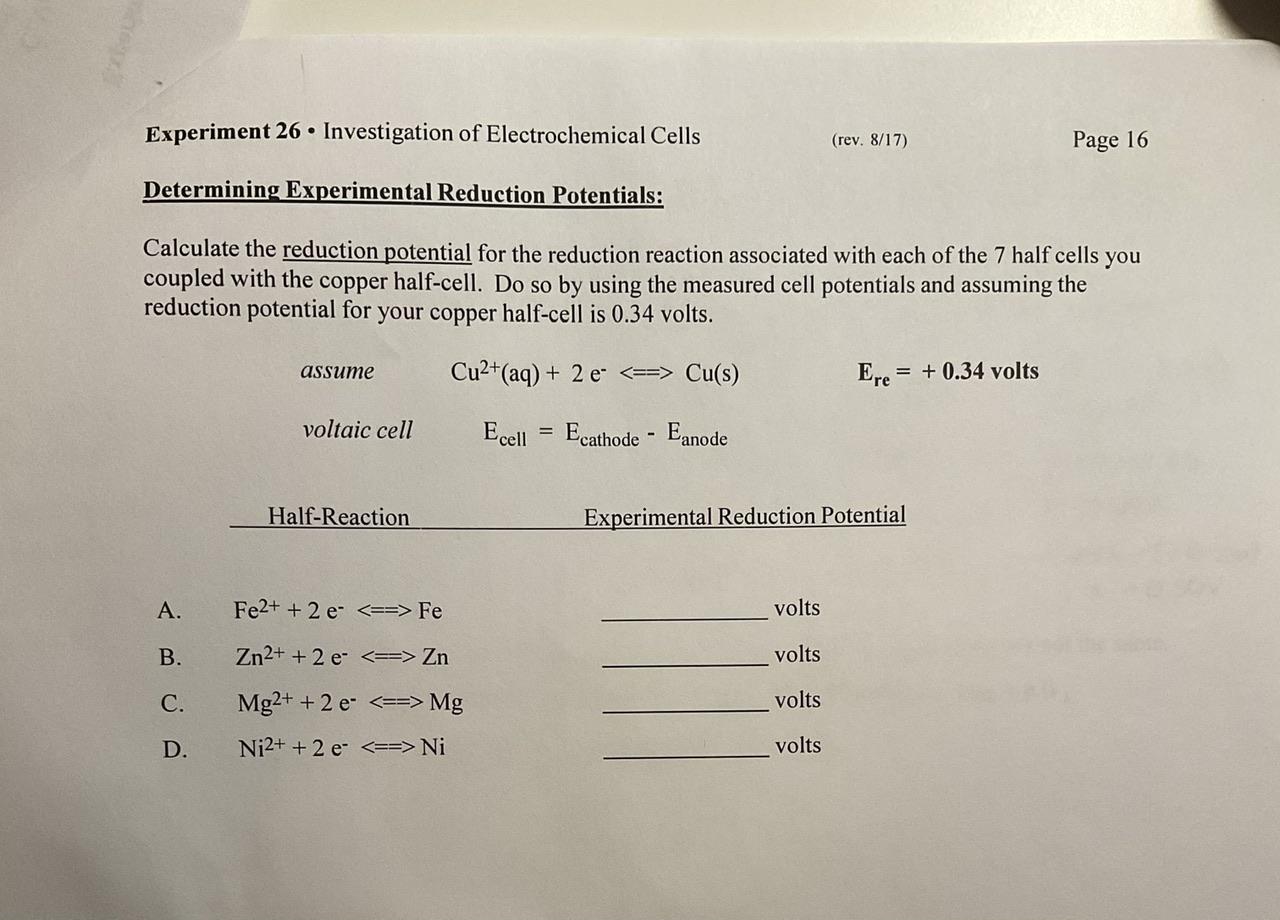 Solved Calculate the reduction potential for the reduction | Chegg.com