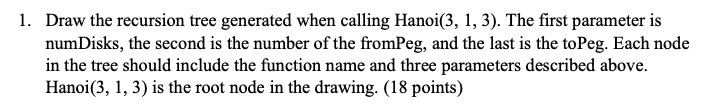 Solved 1. Draw the recursion tree generated when calling | Chegg.com