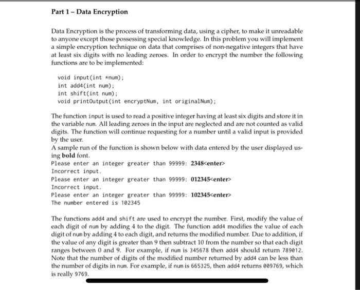 Solved Part 1 Data Encryption Data Encryption is the process | Chegg.com