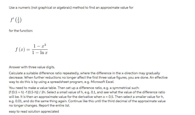 Solved Use a numeric (not graphical or algebraic) method to | Chegg.com