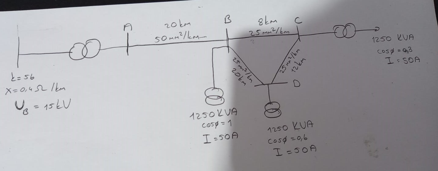 Solved longitudinal voltage drop in three-phase distribution | Chegg.com