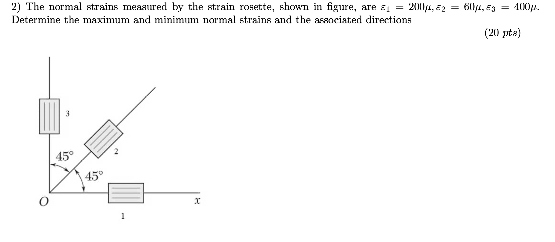 Solved = 2) The normal strains measured by the strain | Chegg.com