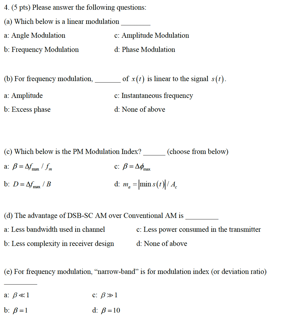 Solved 4. (5 pts) Please answer the following questions: (a) | Chegg.com