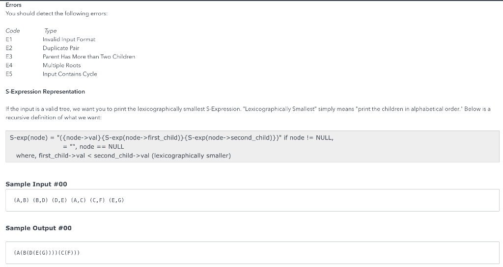 Solved ☆ The Giving Tree of Errors 3.0 You are given a | Chegg.com