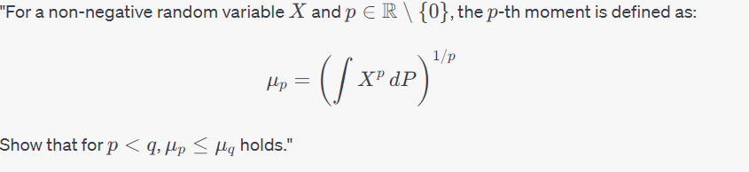 Solved 'For a non-negative random variable X and p∈R\{0}, | Chegg.com