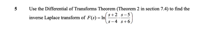 Solved 5 Use the Differential of Transforms Theorem (Theorem | Chegg.com