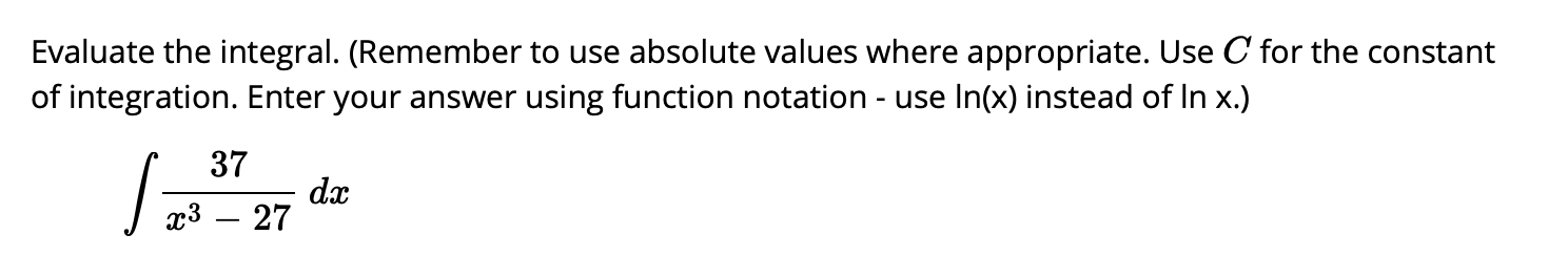 Solved Evaluate the integral. (Remember to use absolute | Chegg.com