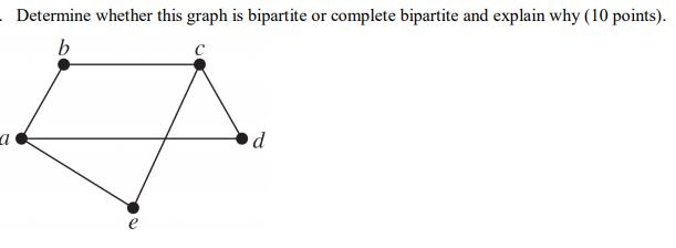 Solved - Determine whether this graph is bipartite or | Chegg.com