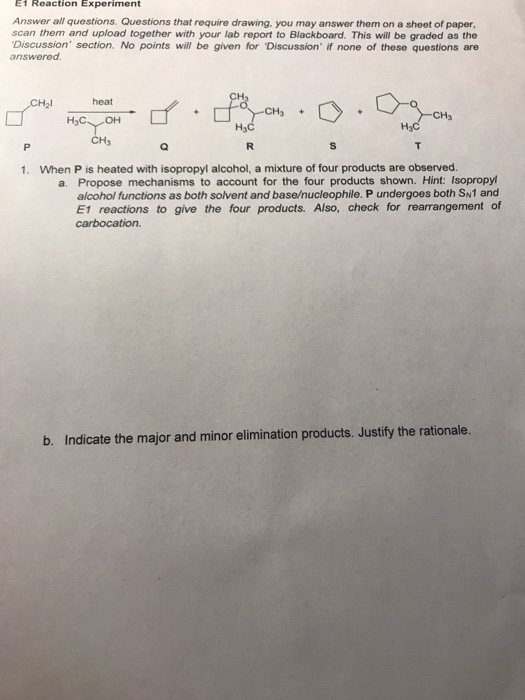 Solved E1 Reaction Experiment Answer all questions. | Chegg.com