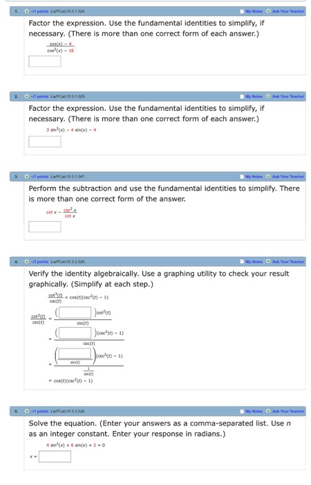 Solved Factor the expression. Use the fundamental identities | Chegg.com