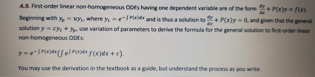 Solved A.9. First-order linear non-homogeneous ODEs having | Chegg.com