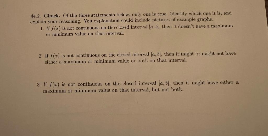 Solved 44.2. Check. Of the three statements below, only one | Chegg.com