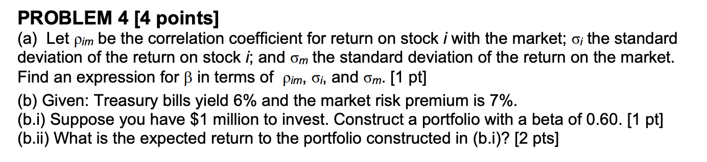 Solved PROBLEM 4 [4 points] (a) Let ρim be the correlation | Chegg.com