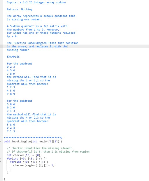 Solved Inputs: a 3x3 2D integer array sudoku Returns: | Chegg.com