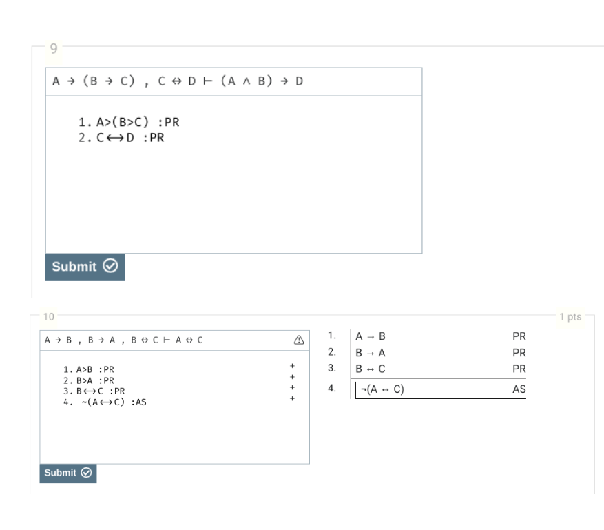 A→(B→C),C↔D⊢(A∧B)→D 1. A>(B>C):PR 2. C↔D:PR | Chegg.com