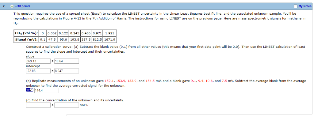 Solved 2, +-18 points My Notes This question requires the | Chegg.com