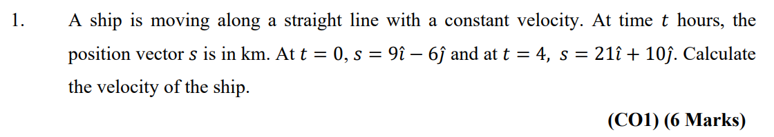 Solved A ship is moving along a straight line with a | Chegg.com