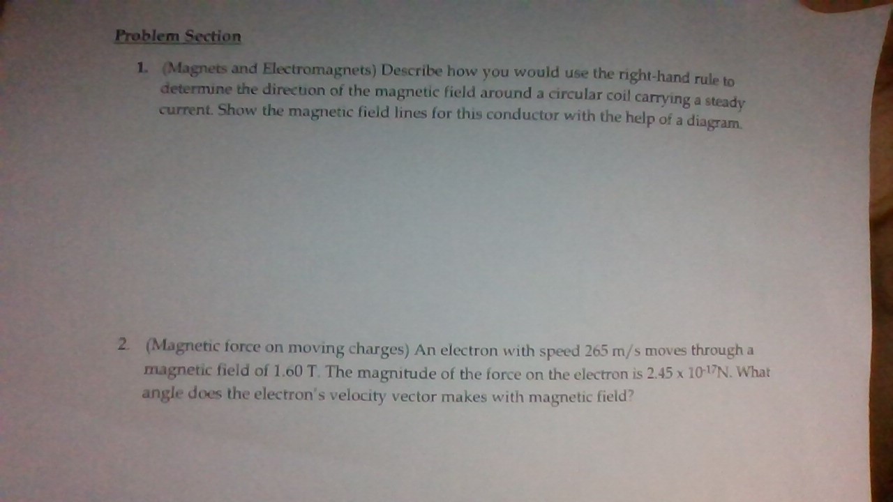 Solved Problem Section 1. Magnets and Electromagnets) | Chegg.com