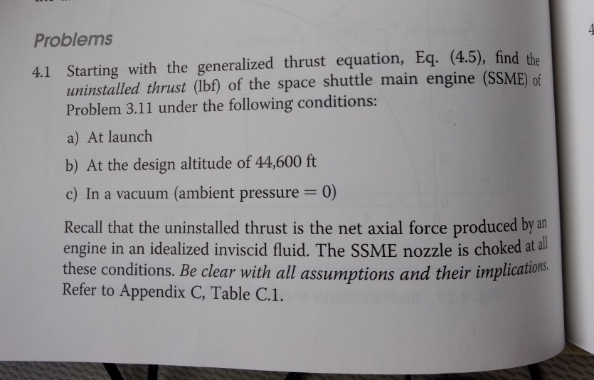 Problems uninstalled thrust (lbf) of the space | Chegg.com