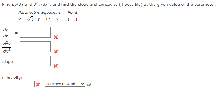 Solved Find dy/dx and d2y/dx2, and find the slope and | Chegg.com
