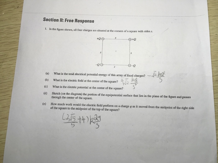 Solved Section Ii Free Response I In The Figure Shown All