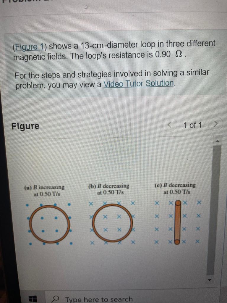 Solved (Figure 1) shows a 13-cm-diameter loop in three | Chegg.com