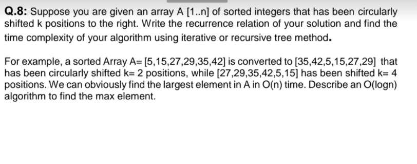 Part 1 Q.1: Solve the following recurrence relations | Chegg.com