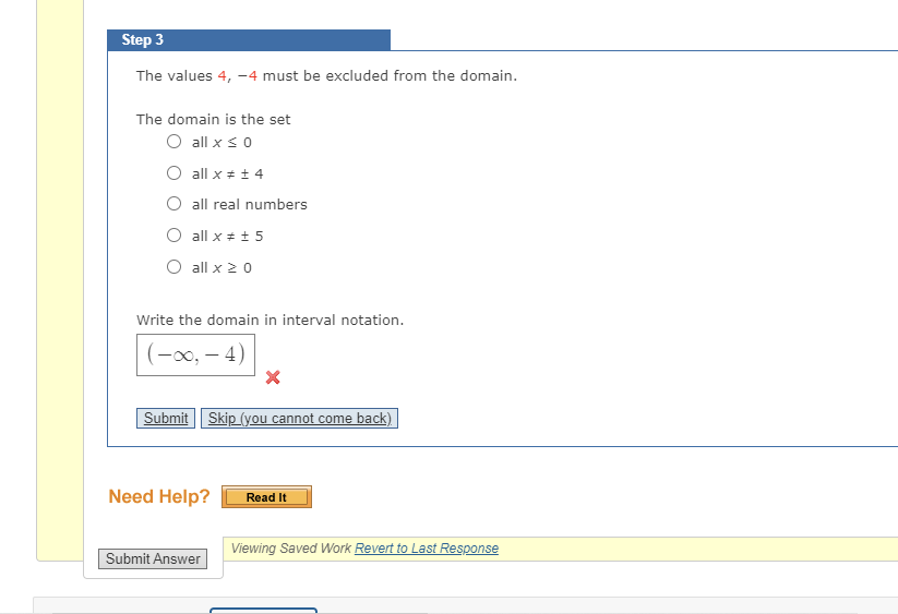 Solved The values 4, −4 must be excluded from | Chegg.com