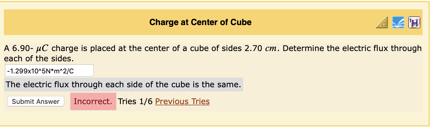 Solved Charge at Center of Cube 'H A 6.90- uC charge is | Chegg.com
