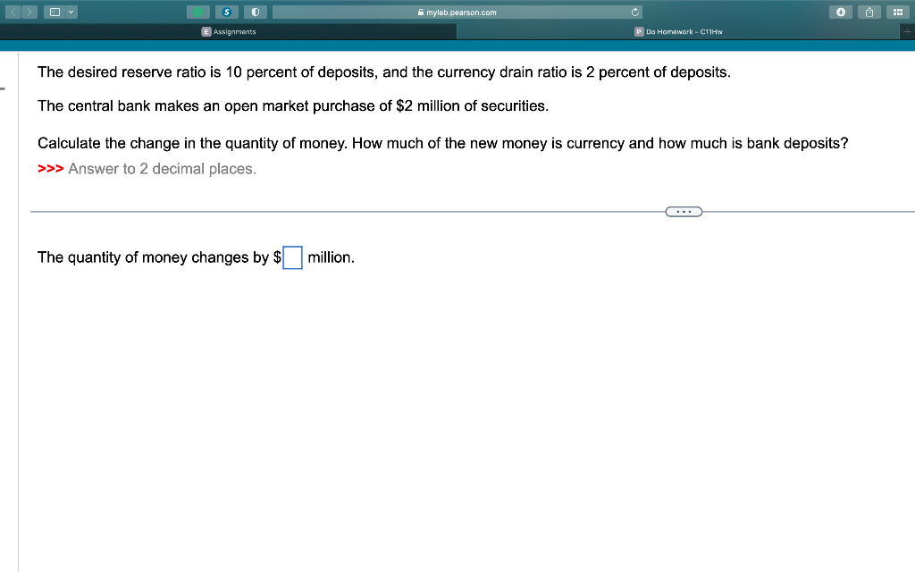 Solved The desired reserve ratio is 10 percent of deposits, | Chegg.com