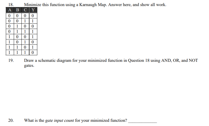 Solved 18. Minimize this function using a Karnaugh Map. | Chegg.com
