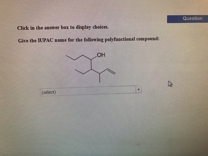 Solved Click in the answer box to display choices. Give the | Chegg.com