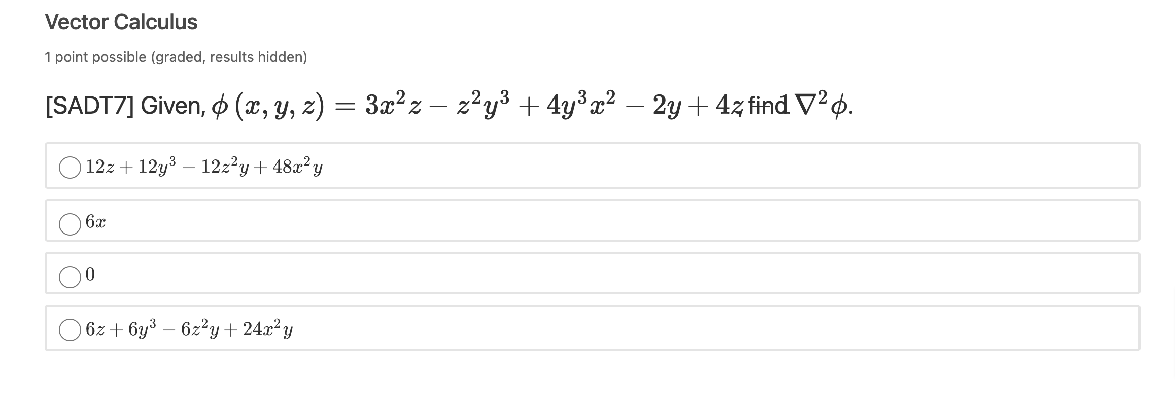 Solved Vector Calculus 1 point possible (graded, results | Chegg.com