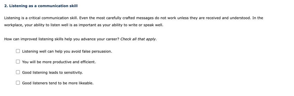 Solved 2. Listening as a communication skill Listening is a | Chegg.com