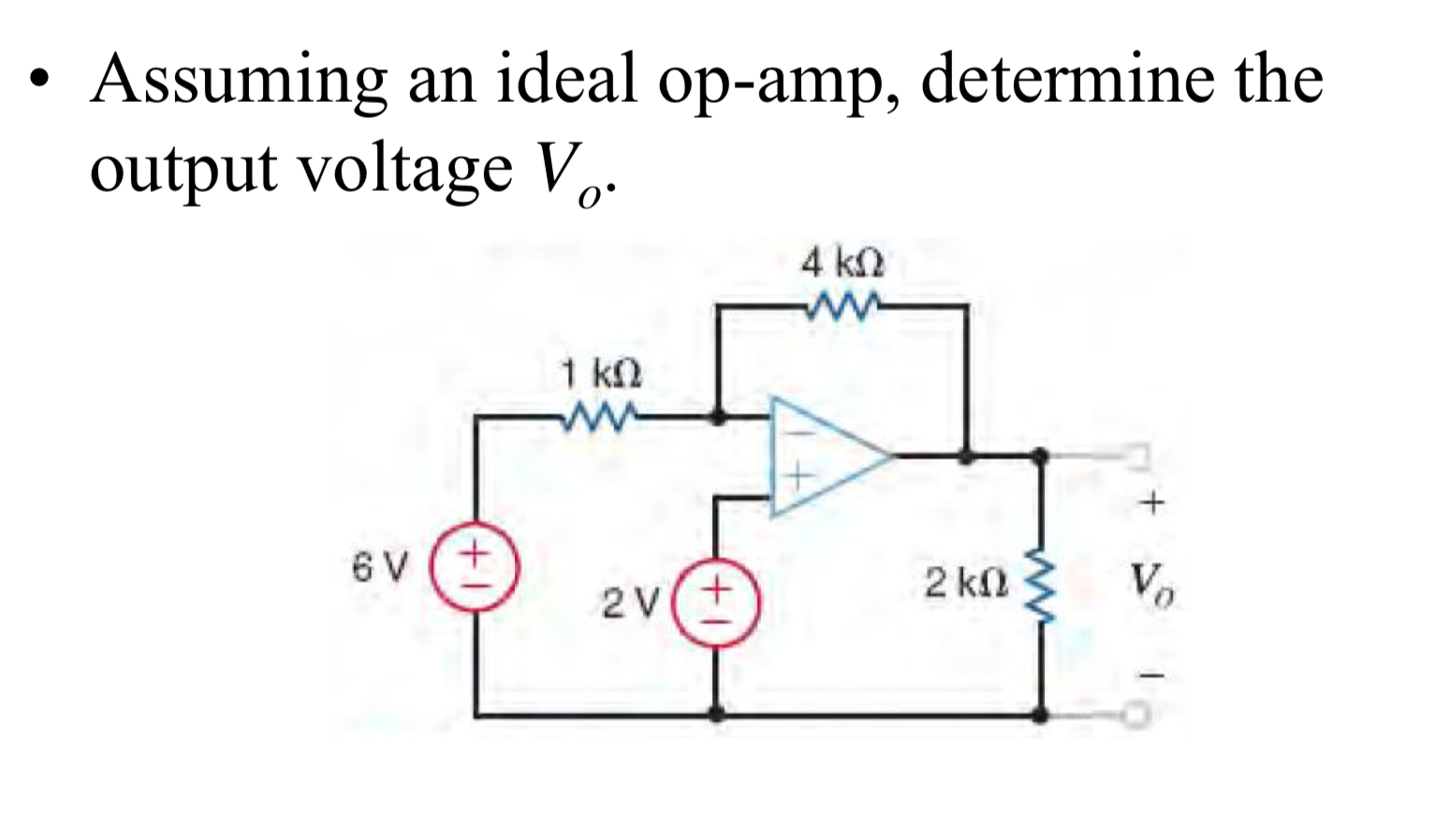 Solved • Assuming an ideal op-amp, determine the output | Chegg.com
