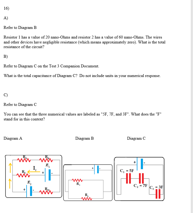 Solved 16) A) Refer to Diagram B Resistor 1 has a value of | Chegg.com