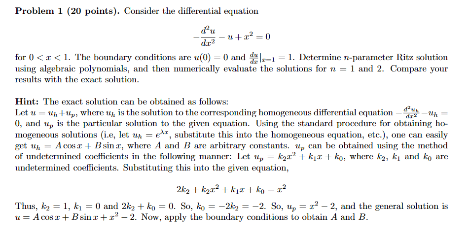 Solved Problem 1 (20 points). Consider the differential | Chegg.com