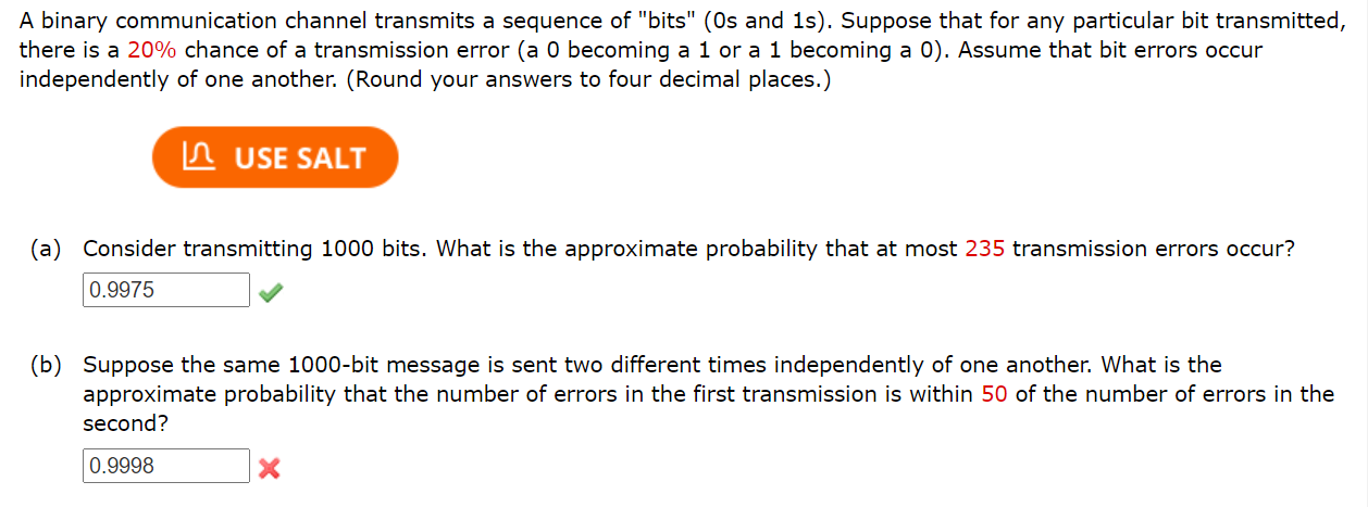 Solved A binary communication channel transmits a sequence | Chegg.com