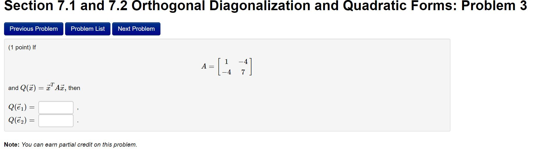 Solved Section 7.1 and 7.2 Orthogonal Diagonalization and | Chegg.com