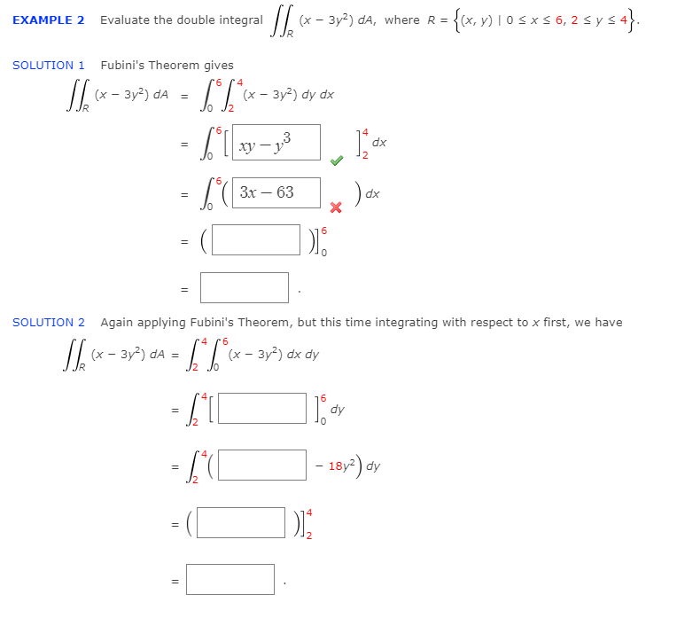 Solved EXAMPLE 2 Evaluate the double integral SI (x - 3y2) | Chegg.com