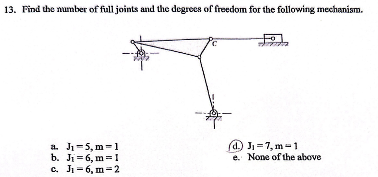 Solved 13. Find the number of full joints and the degrees of | Chegg.com