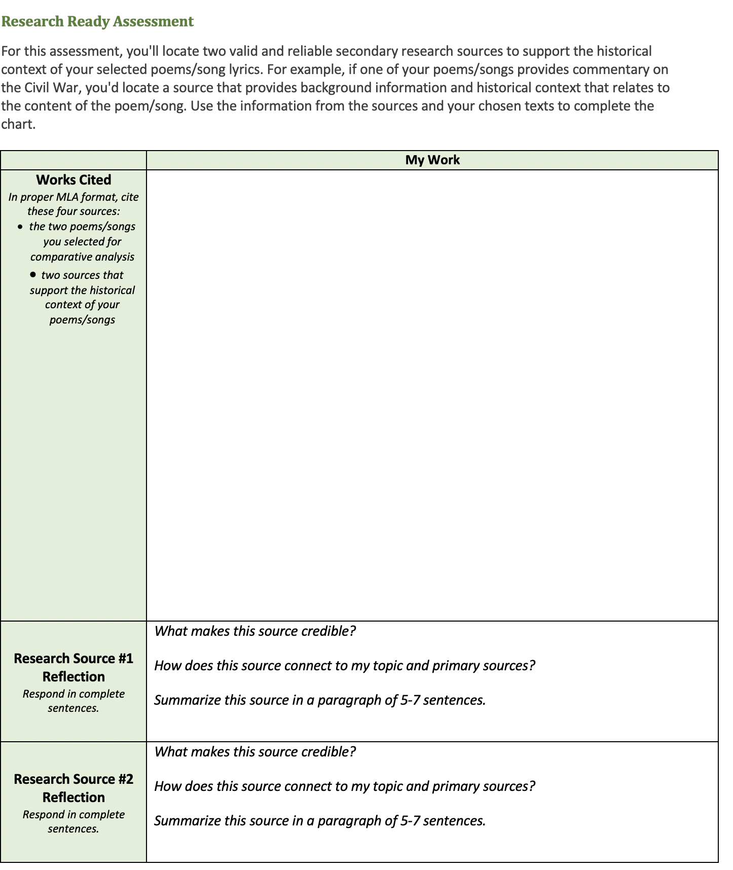 Research Ready AssessmentFor this assessment, you'll | Chegg.com