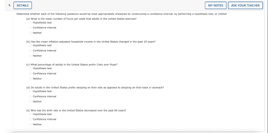 Solved etermine whether each of the following questions | Chegg.com