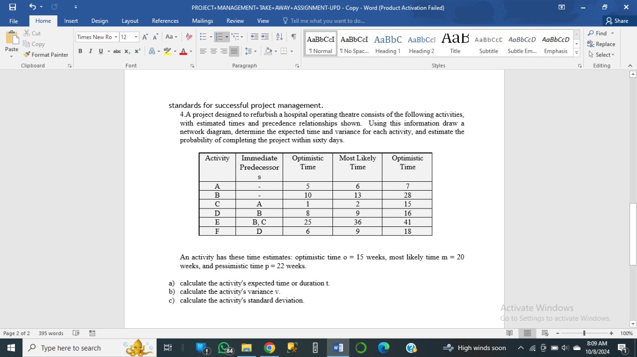 Solved standards for successful project management.4.A | Chegg.com