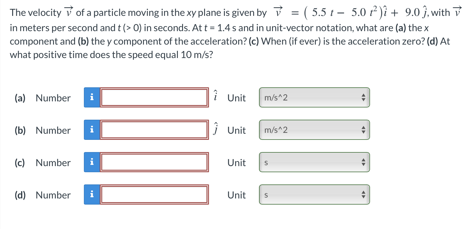 Solved The velocity of a particle moving in the xy plane | Chegg.com