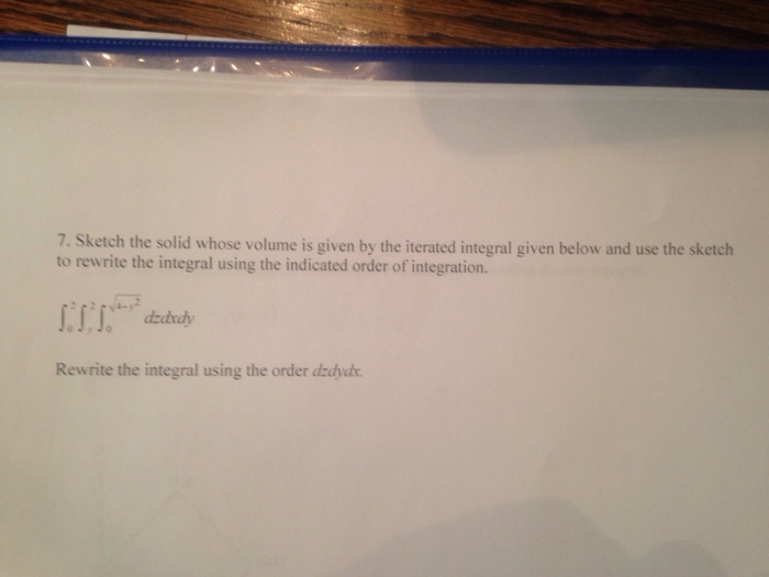 Solved 7. Sketch the solid whose volume is given by the | Chegg.com