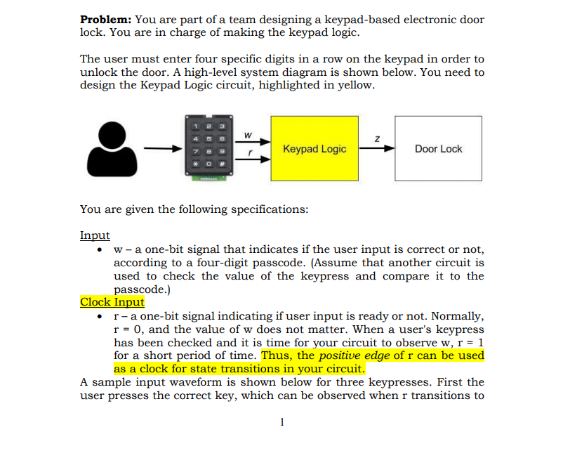 Solved Problem: You are part of a team designing a | Chegg.com
