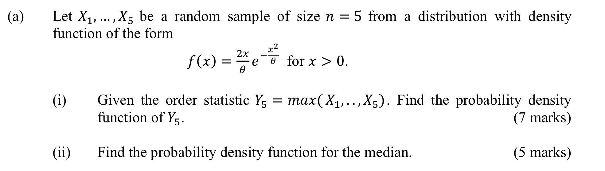 Solved Let X1,…,X5 be a random sample of size n=5 from a | Chegg.com