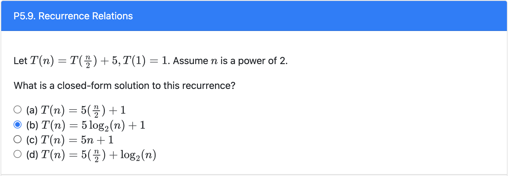 Solved P5.9. Recurrence Relations Let | Chegg.com
