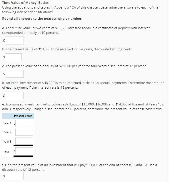 Solved Time Value of Money: Basics Using the equations and | Chegg.com